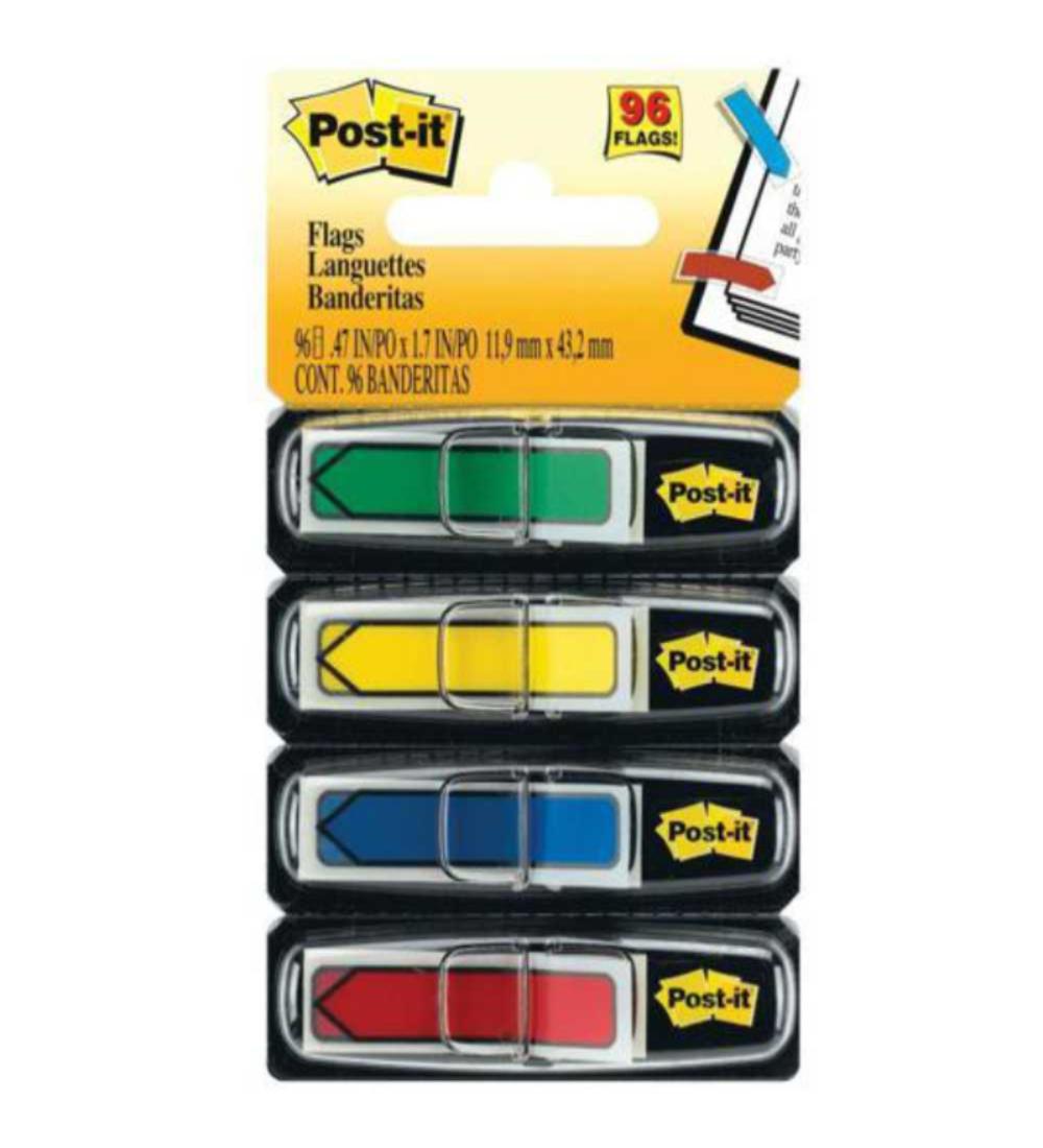 post it banderitas colores varios por 4 684 12x43mm 3m