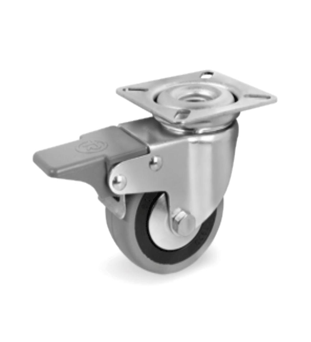 rueda gris giratoria freno tellure 37-80