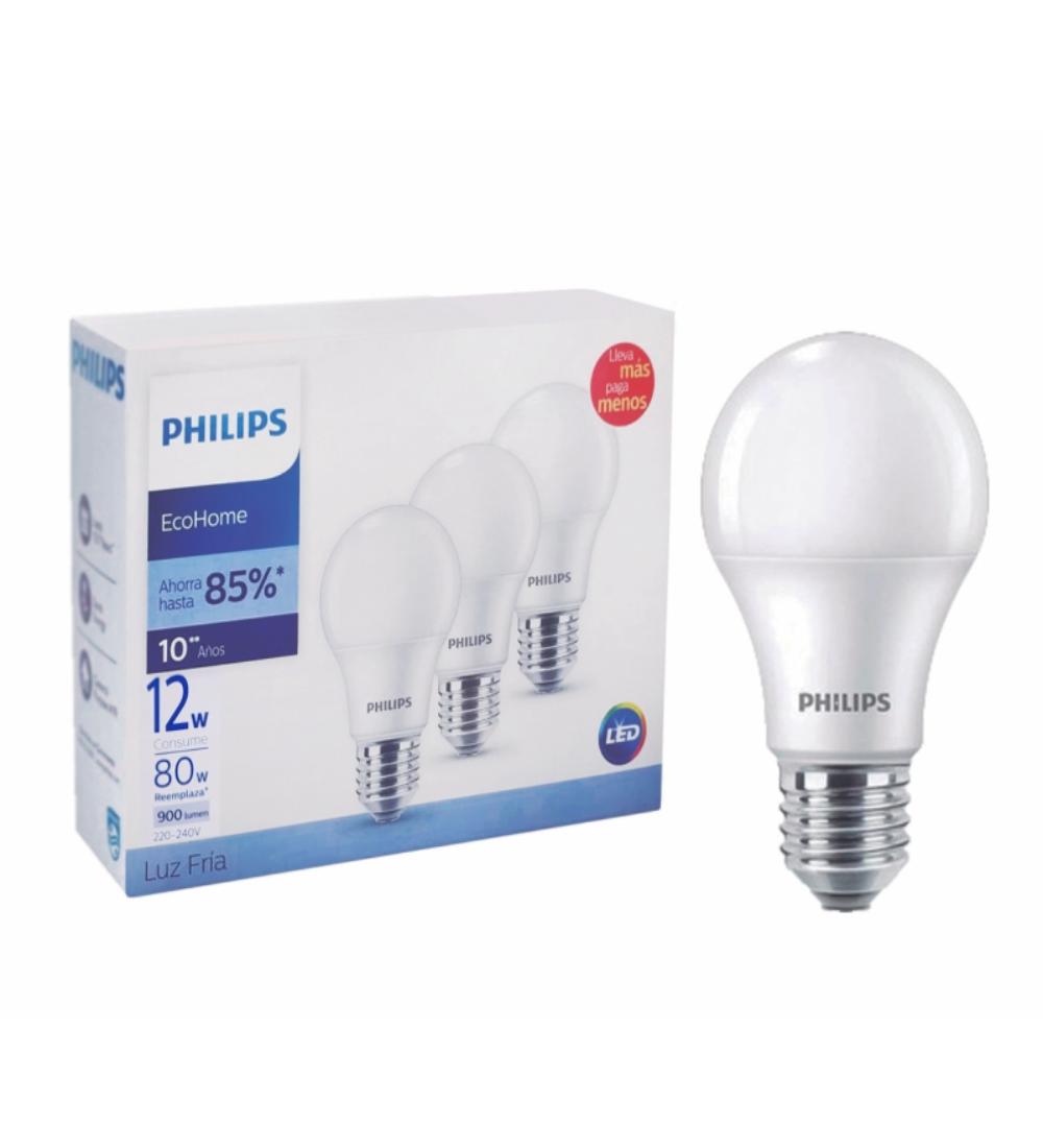 foco bulbo led philips 12w 3 unidades